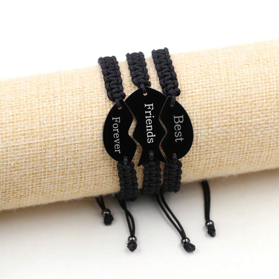 3 PCS Friendship Bracelets For 3 Best Friend Couples With Engraved ...
