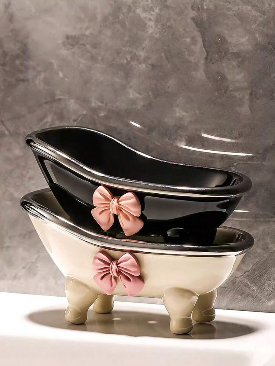 A ceramic black bath soap box for the bathroom toilet table top | SHEIN UK