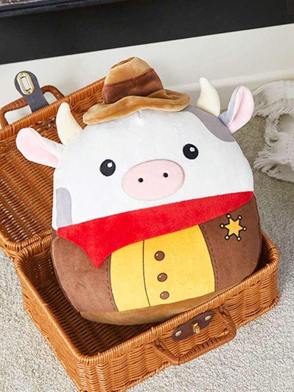 1pc Cartoon Detective Cow Shaped Plush Pillow, Suitable For Children As ...