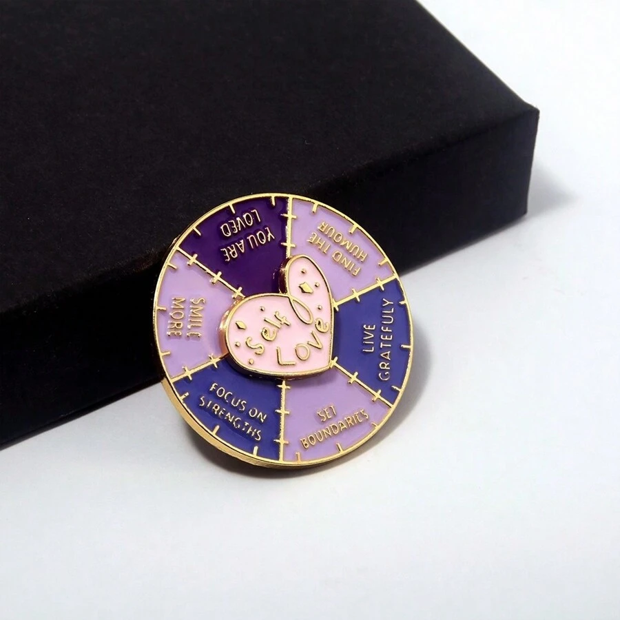 1pc Self-confidence Rotating Heart-shaped Hard Enamel Brooch, Mental ...