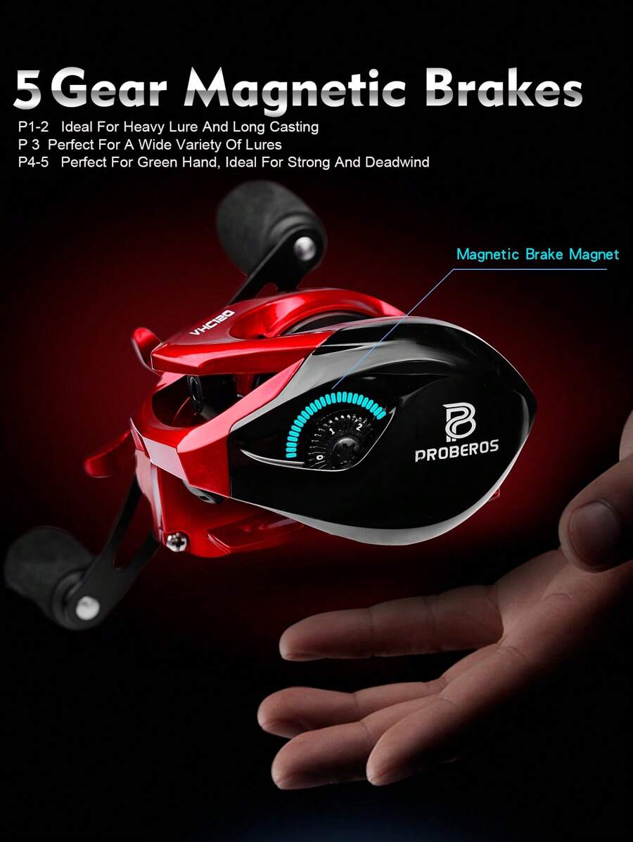 PROBEROS Baitcast Reel 7.2:1 Gear Ratio Fishing Reel Ultra Light Metal ...