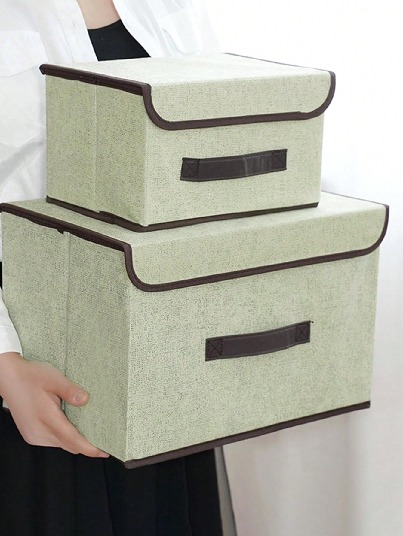1pc Non-woven Fabric Clothes Storage Box, Japanese Style Two Tone ...