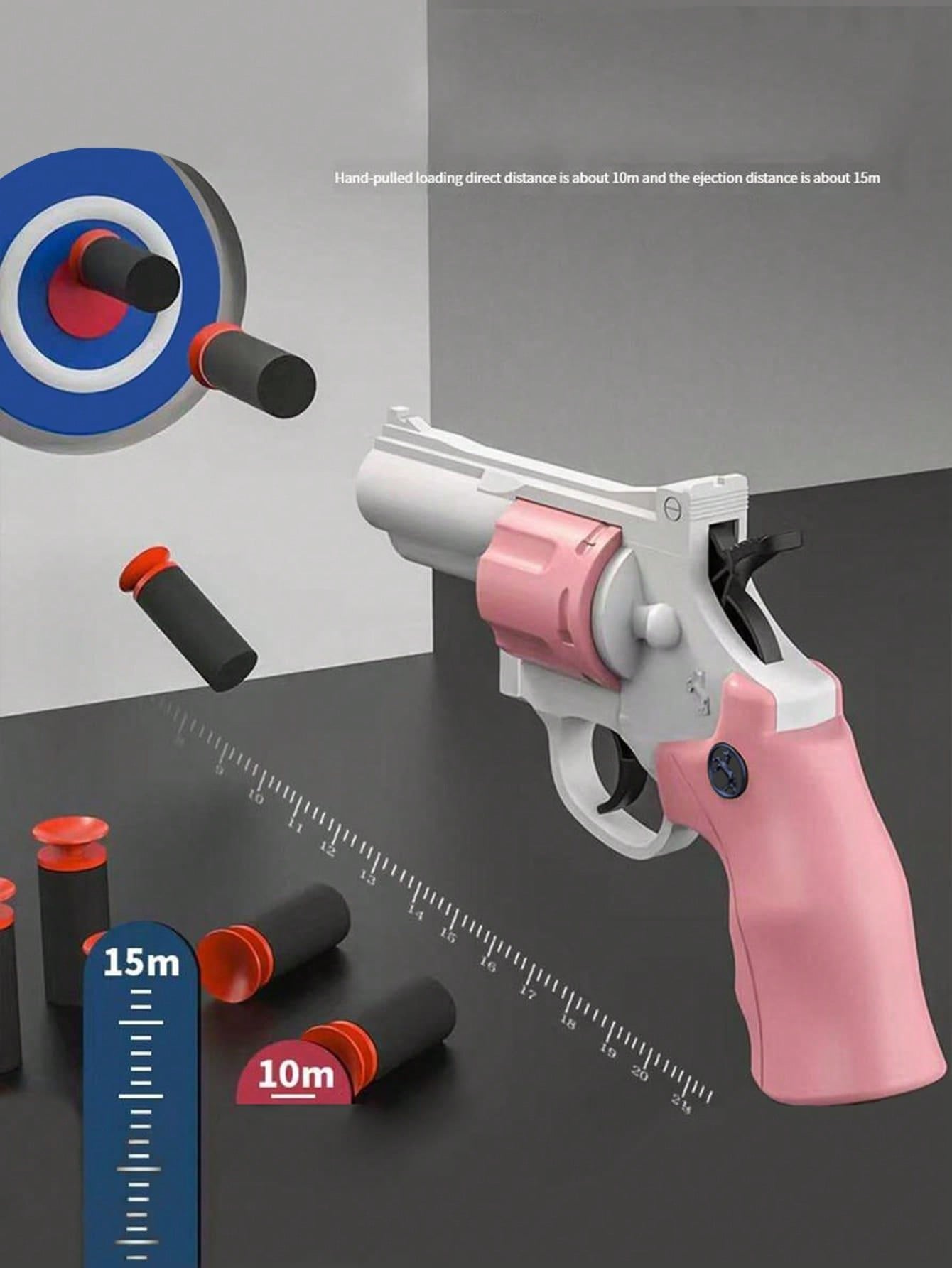 1pc Mini Revolver Soft Bullet Gun, Manual Eva Hand Gun, Sucker Can ...