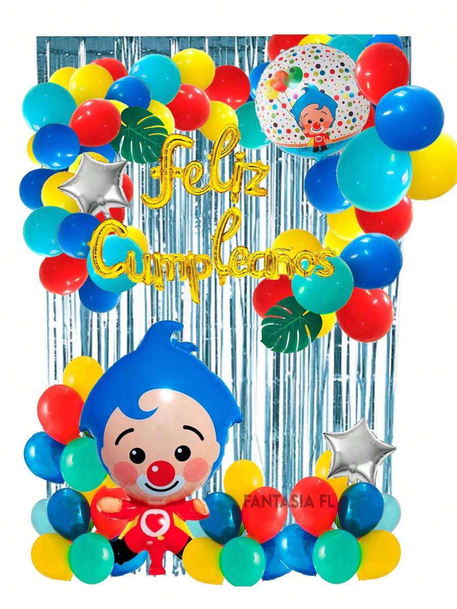 Plim Plim Clown Party Decoration Kit Balloons Curtain | SHEIN USA
