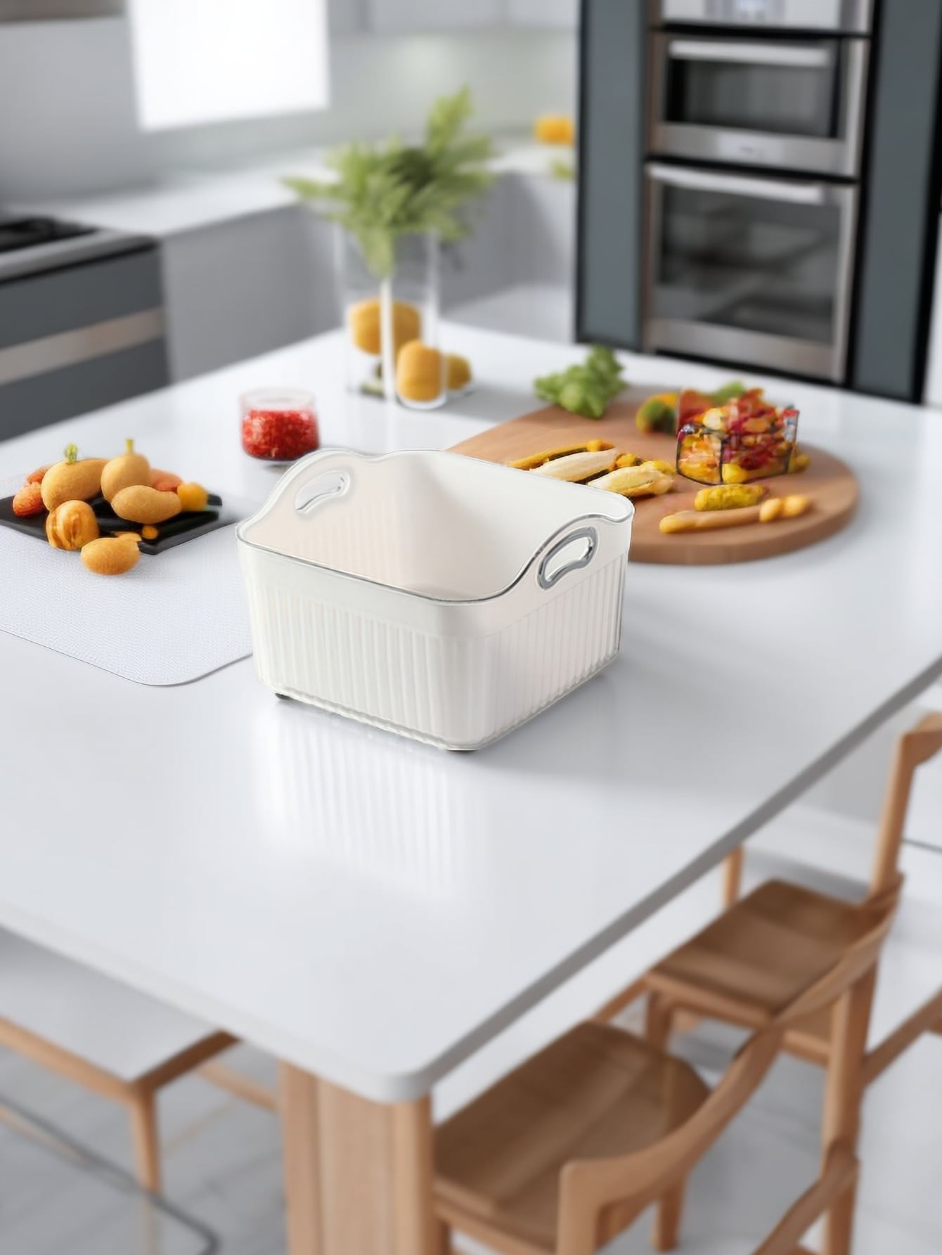 1pc White Food Basket Set, Kitchen Strainer And Filter Set, Fruit And ...