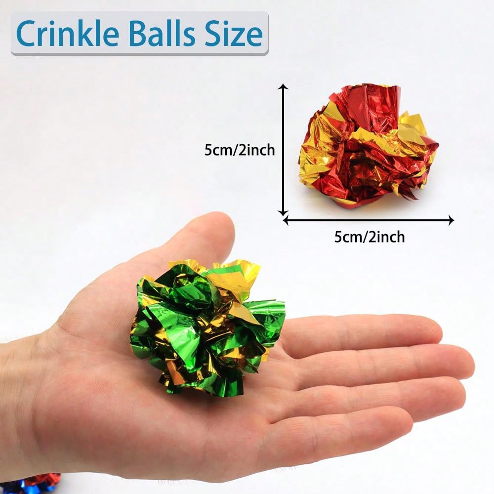 5/10pcs Cat Bell Paper Crinkle Balls Toy, Random Colors, Self Amusing ...