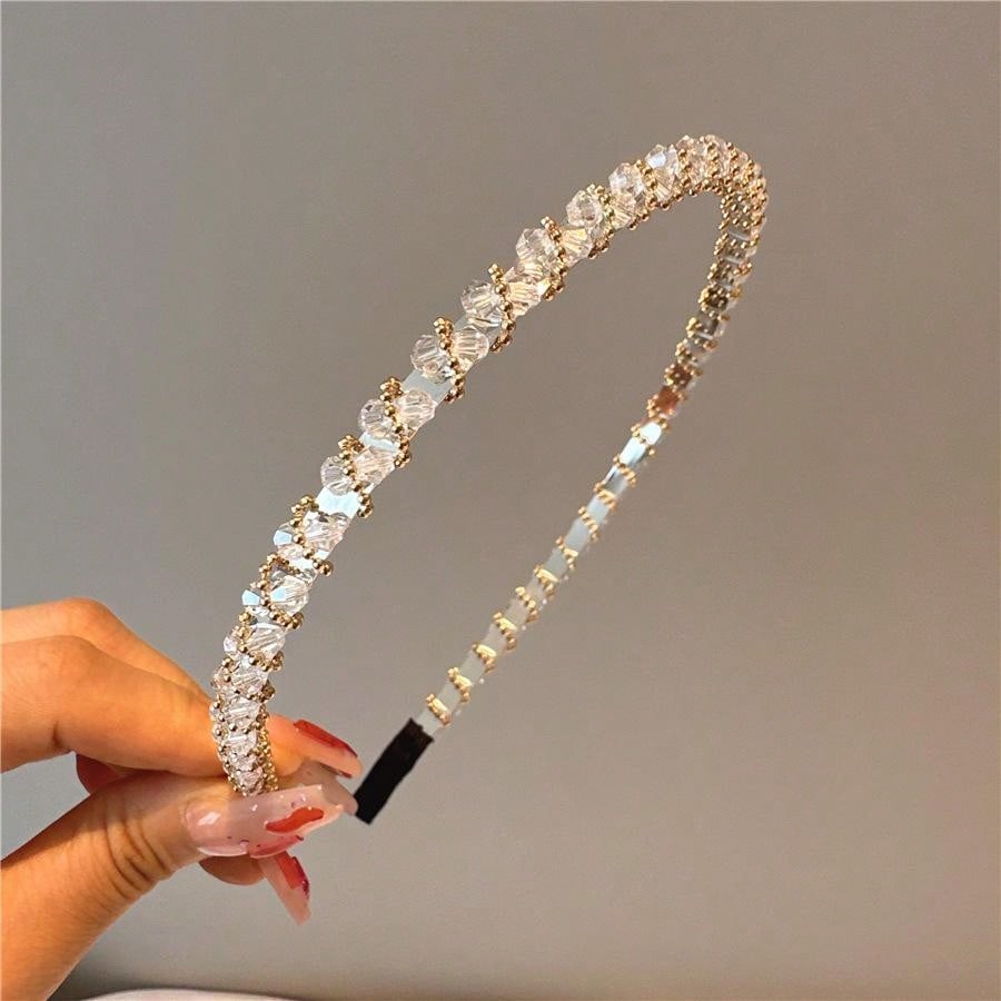 5pcs/set Women's Crystal Rhinestone Headbands With Beaded Edges ...