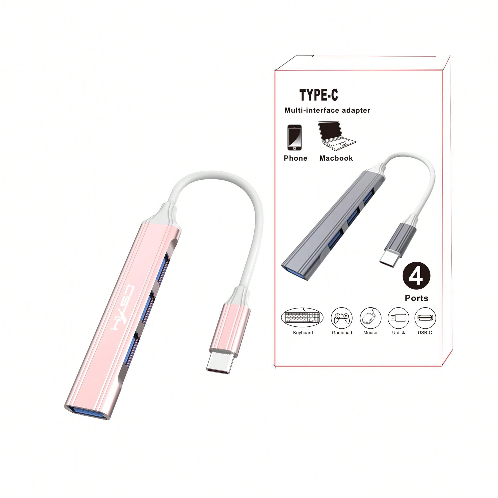 HXSJ Mini USB Type-C Hub Extensions, 4 Port USB Expander,3 USB 2.0 ...