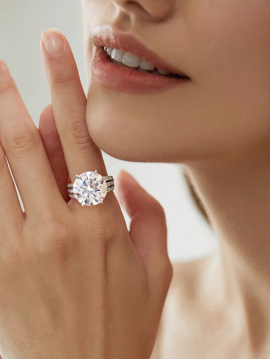 Esberry 1Pc 10CT Moissanite Rhinestone Engagement Ring Wedding Band For ...