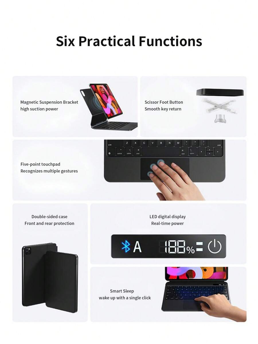 KX009 Magnetic Levitation Design Apple Magic Keyboard With Power Display For 12.9-Inch IPad Pro ...