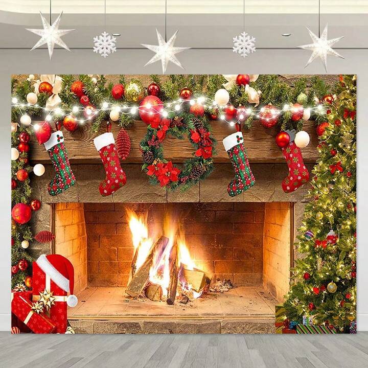 Christmas Tree Fireplace Scene