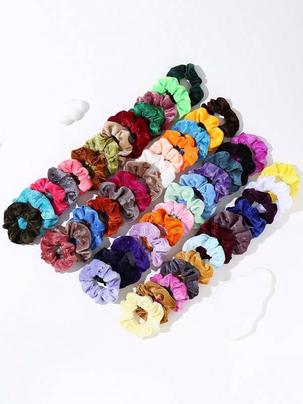 50pcs Women Colorful Velvet Scrunchie Multiple color combinations ...