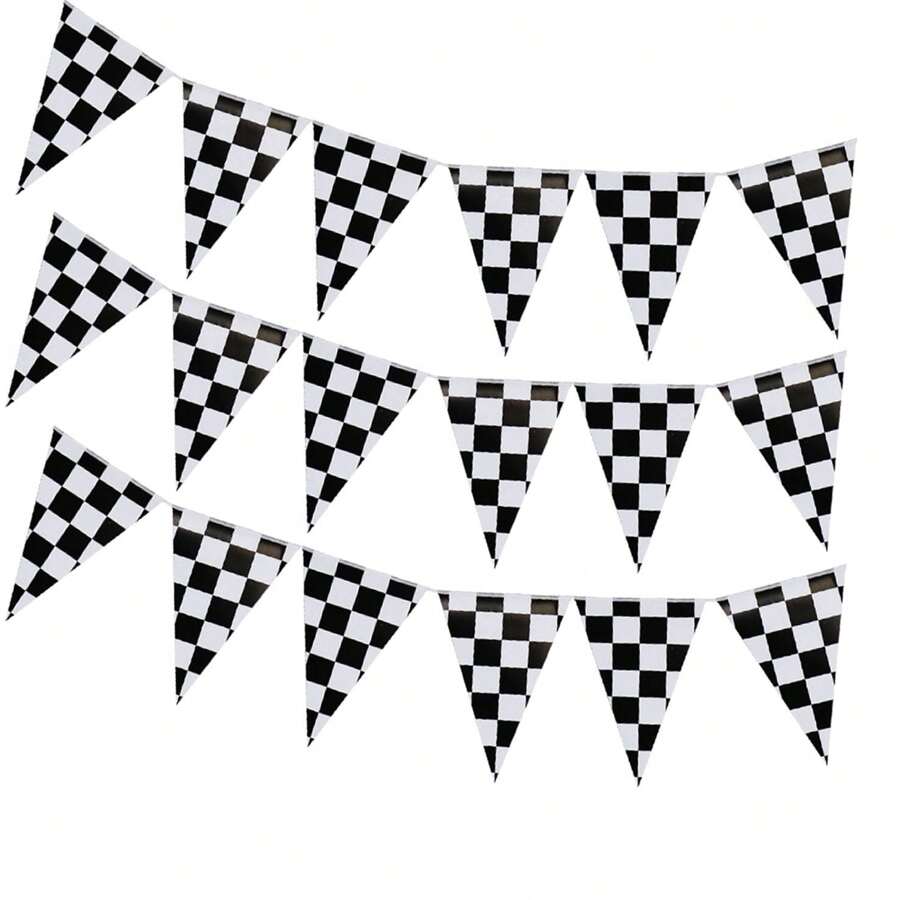 6packs 10 Pieces Black & White Checkered Triangle Flag For Car Racing ...
