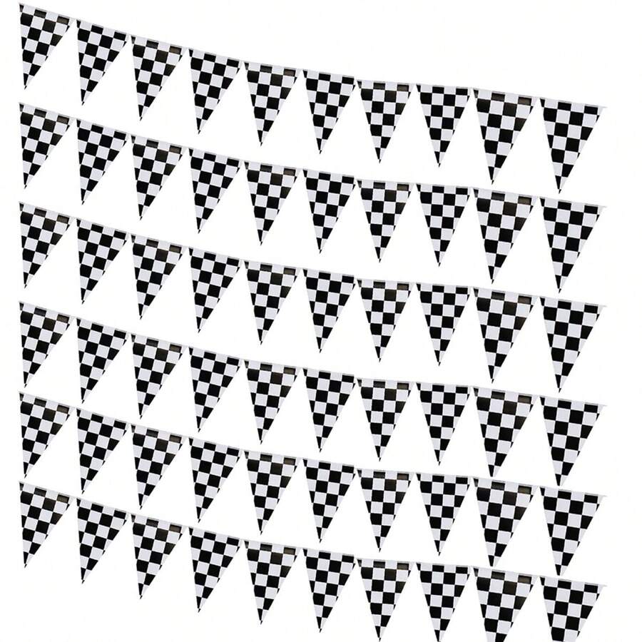 6packs 10 Pieces Black & White Checkered Triangle Flag For Car Racing ...