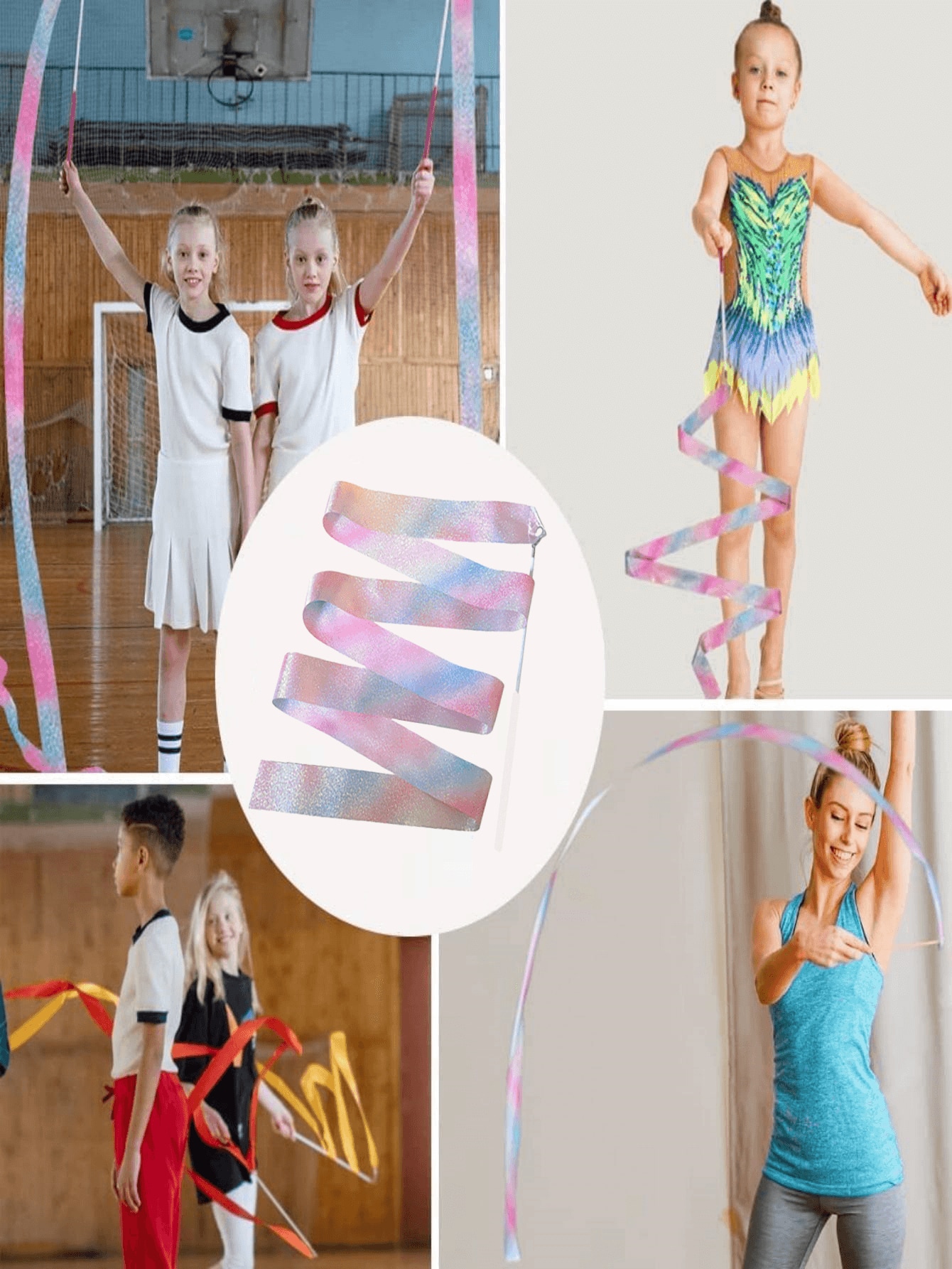 4M Gym Dance Ribbon Rhythmic Art Gymnastic Ballet Streamer Twirling Rod ...