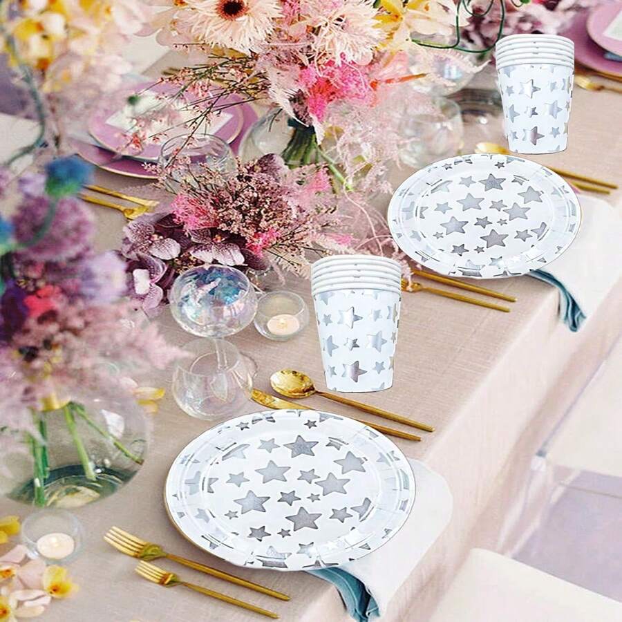 60pcs Disposable Paper Plate Set - 30pcs 7-Inch Paper Plate + 30pcs ...