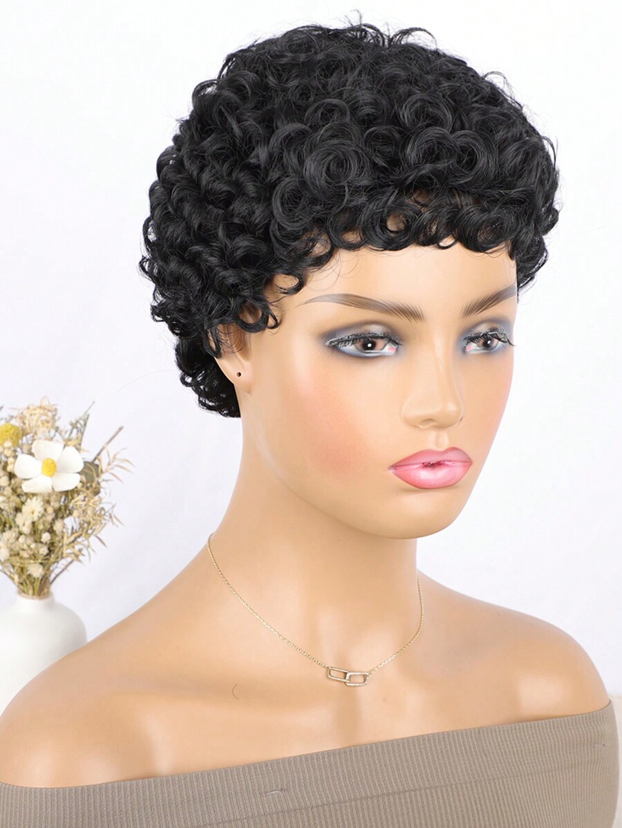 Short Curly Synthetic Hair Wigs For 3 Inch Short Afro Kinky Curly Wig ...