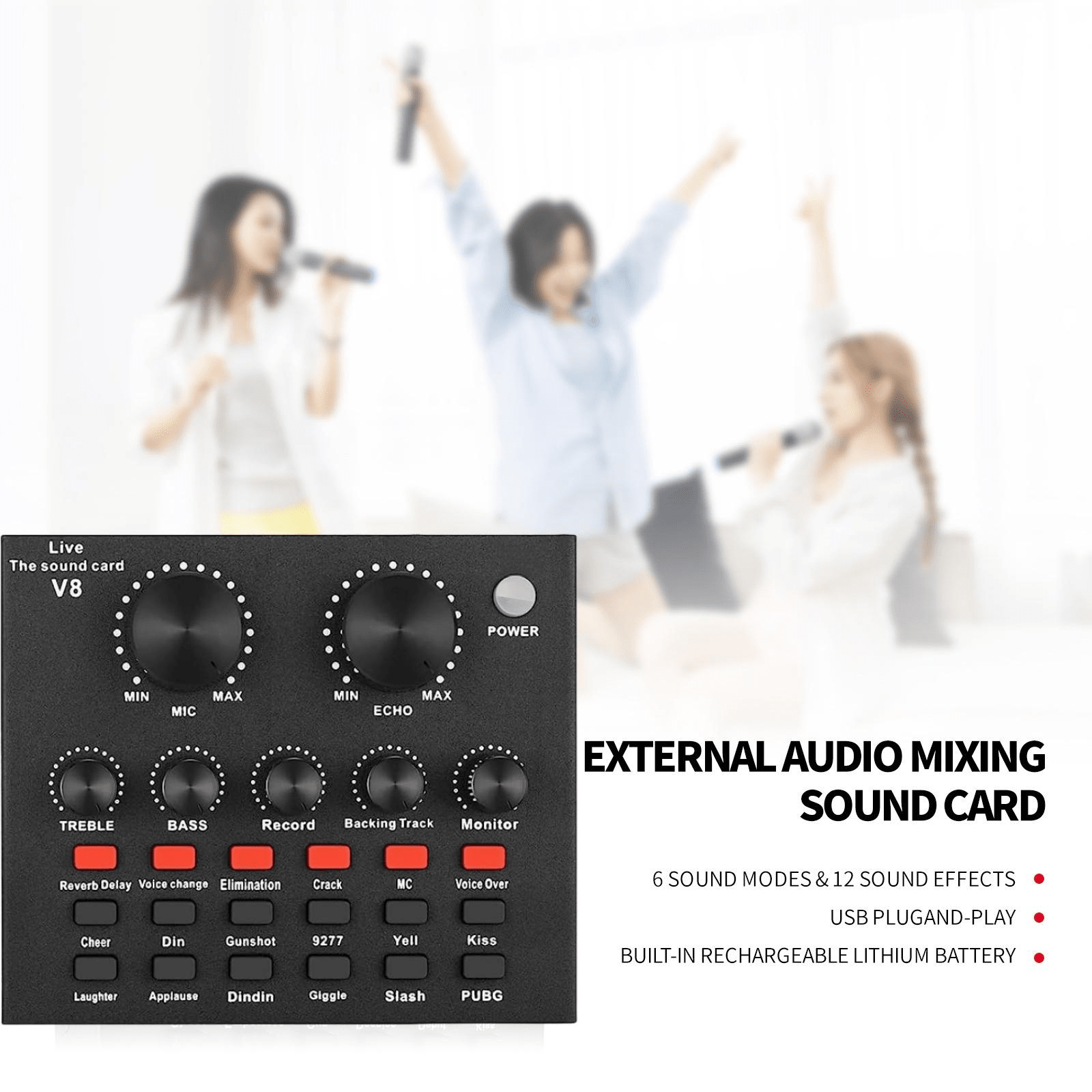 A Set Of V8 Sound Card Podcast Equipment Kit With Silver Bm-800 ...