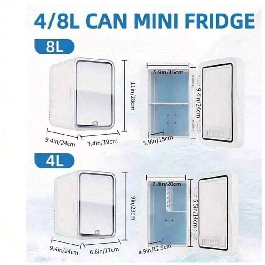 1pc ABS Compact Beauty Fridge 4L/8L Mini Mirrored Refrigerator For Skin ...