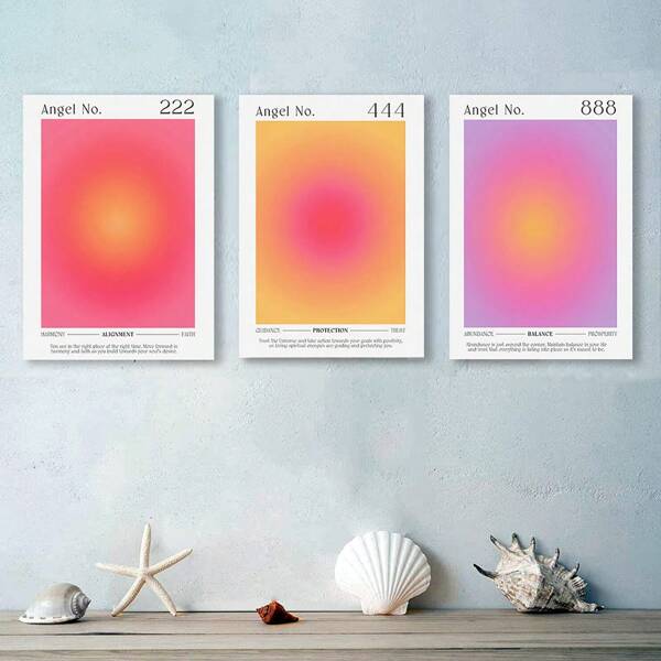 Set Of 3 Frameless Canvas Prints, Colorful Typography Graphic Posters ...