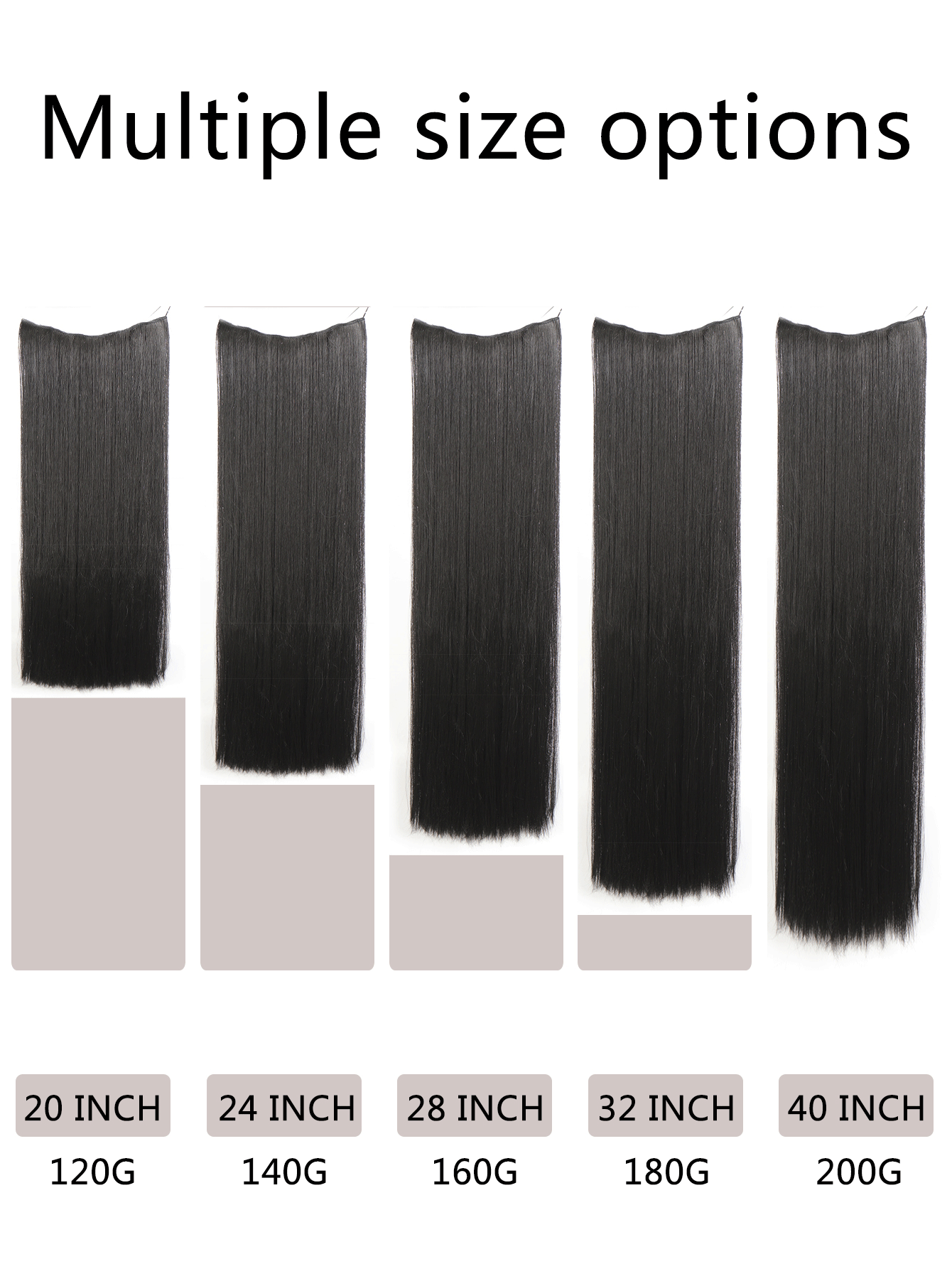 Synthetic 5 Clip In One-piece type Hair Extensions Long Straight Hairstyle Hairpiece Black Brown ...