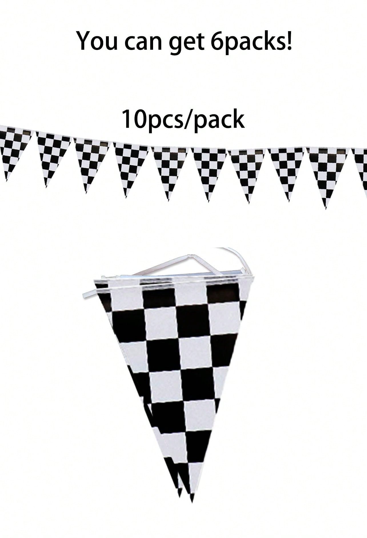 6packs 10 Pieces Black & White Checkered Triangle Flag For Car Racing ...
