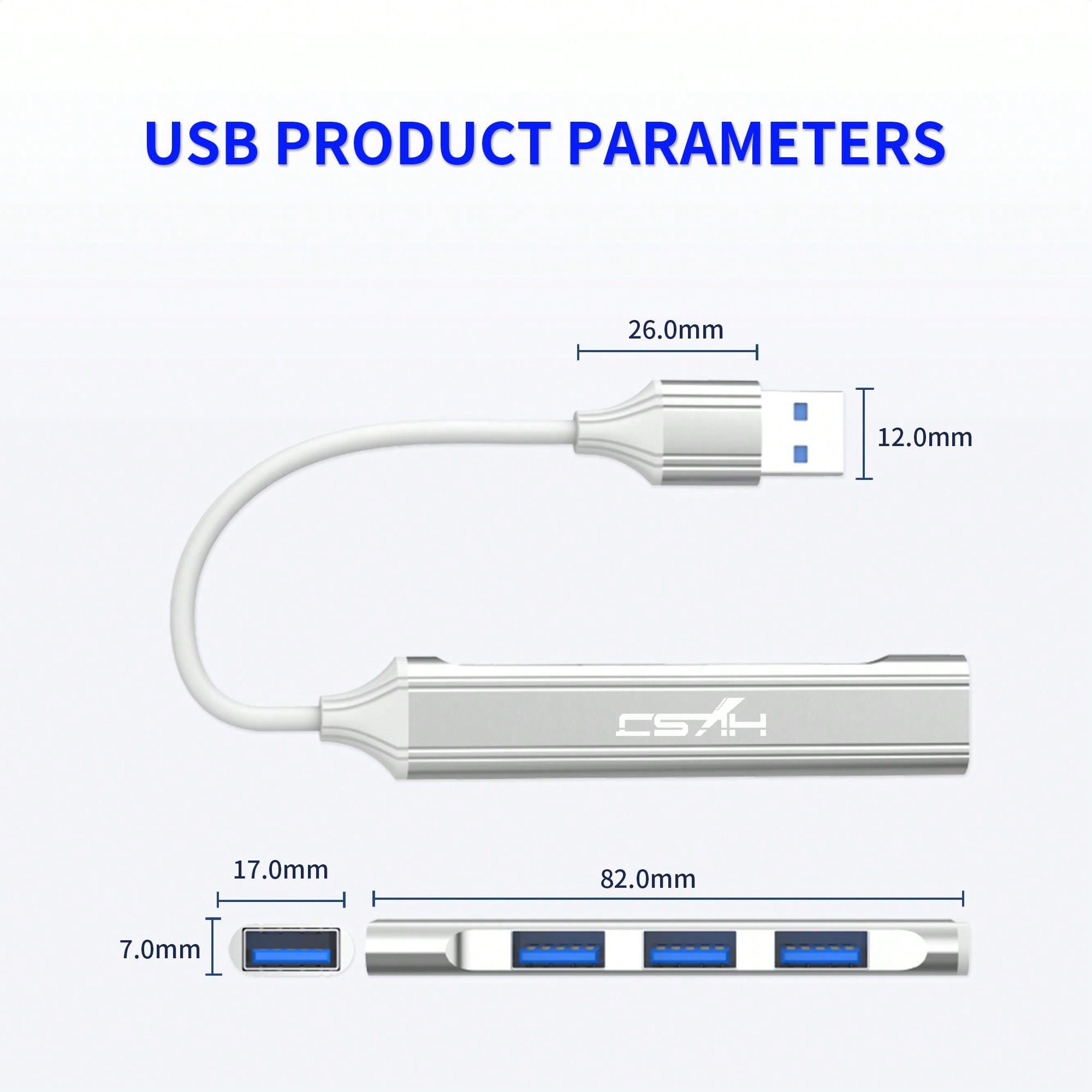 HXSJ Mini USB Type-C Hub Extensions, 4 Port USB Expander,3 USB 2.0 ...