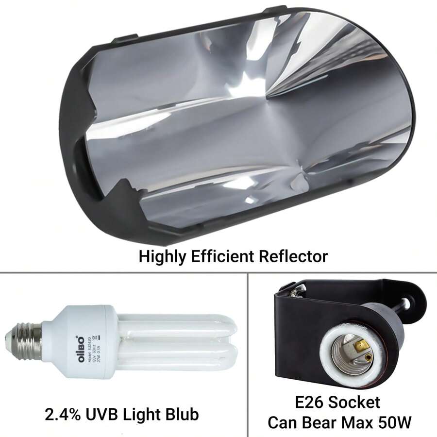 UVA UVB Bird Lighting Combo Kit, Bird Cage Light Fixture with 2.4% UVB ...