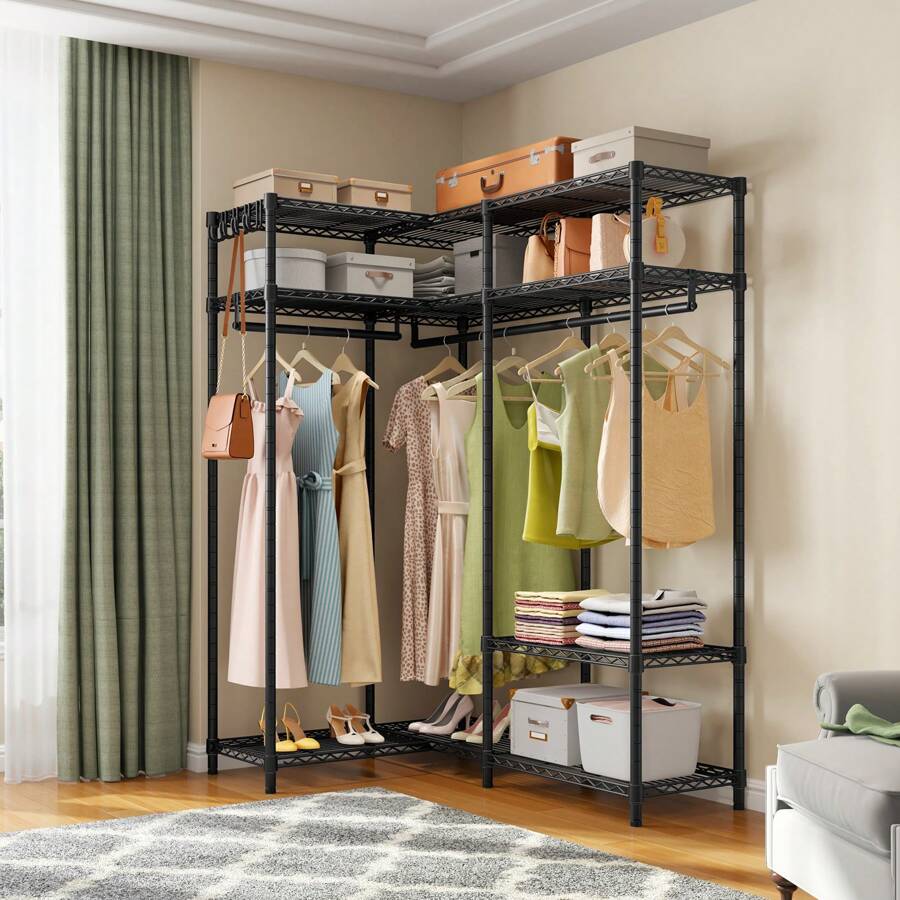 VIPEK L30 Corner Closet System L Shaped Garment Rack With Shelves, L ...