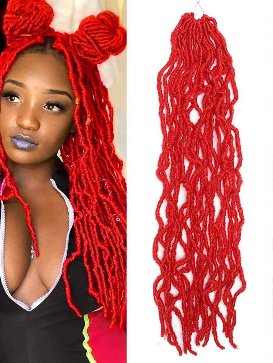 1Pack Red Faux Locs Crochet hair, New Soft Goddess locs Crochet Hair ...