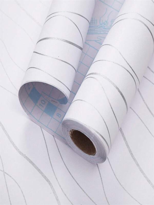 White Peel and Stick Wallpaper Silver Modern Embossed Stripe Contact ...