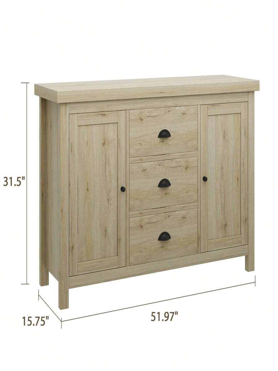 Kitchen Sideboard Cabinet Buffet with Heavy Duty Wooden Structure, 3 ...