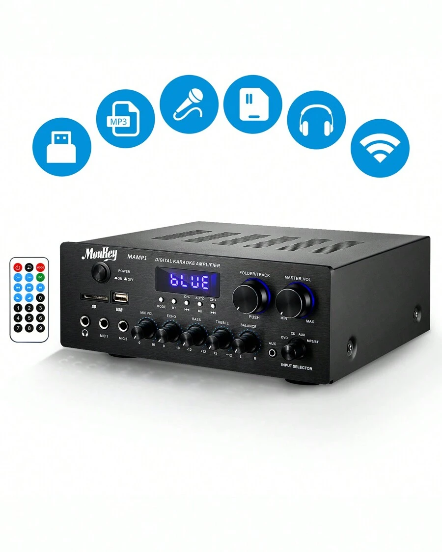 Moukey Home Audio Amplifier Stereo Receivers with Bluetooth 5.0 220W 2 ...