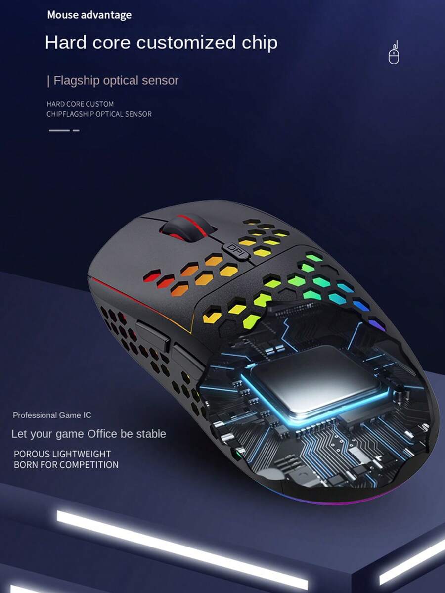 Mouse inalámbrico de 3200 DPI liviano con conexión inalámbrica de 2.4G ...