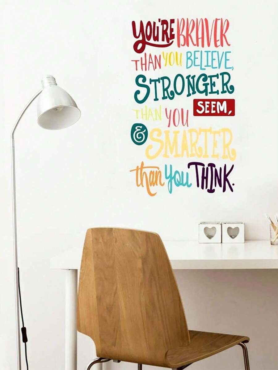 1pc Colored Inspirational Quotes Wall Sticker Pvc Self-adhesive Cartoon ...