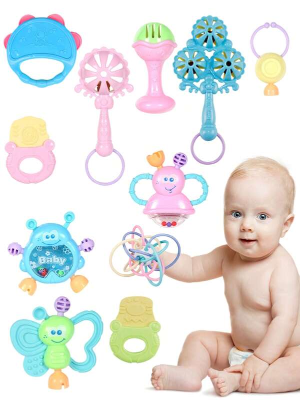 11Pc/Set Baby Rattles Toys Set, Infant Grab N Shake Rattle, Sensory ...