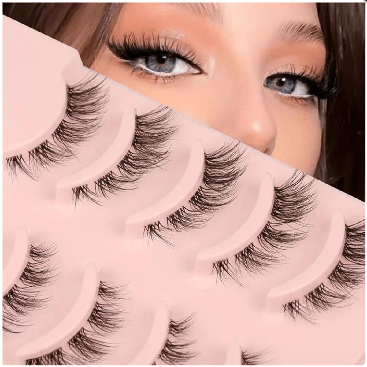 10pairs/set Cat Eye False Eyelashes With Transparent Single Fish Thread ...