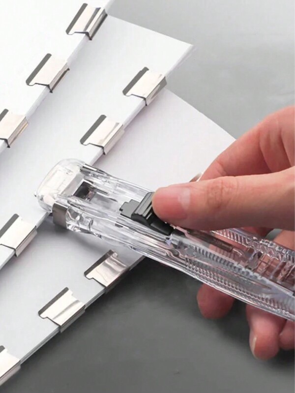 1pc Paper Clipper Traceless Reusable Hand Clamp Stapler Push Paper ...
