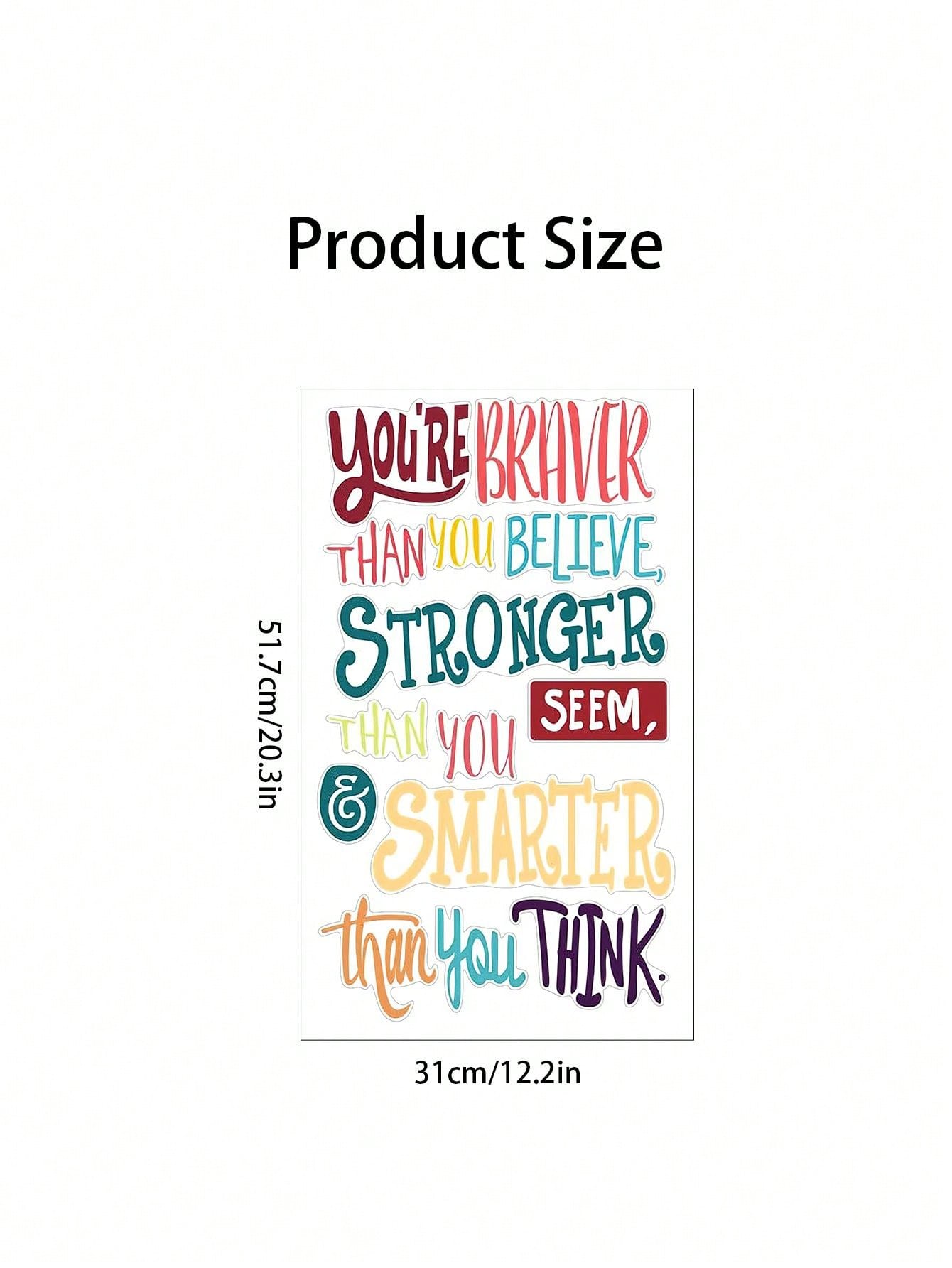 1pc Colored Inspirational Quotes Wall Sticker Pvc Self-adhesive Cartoon ...