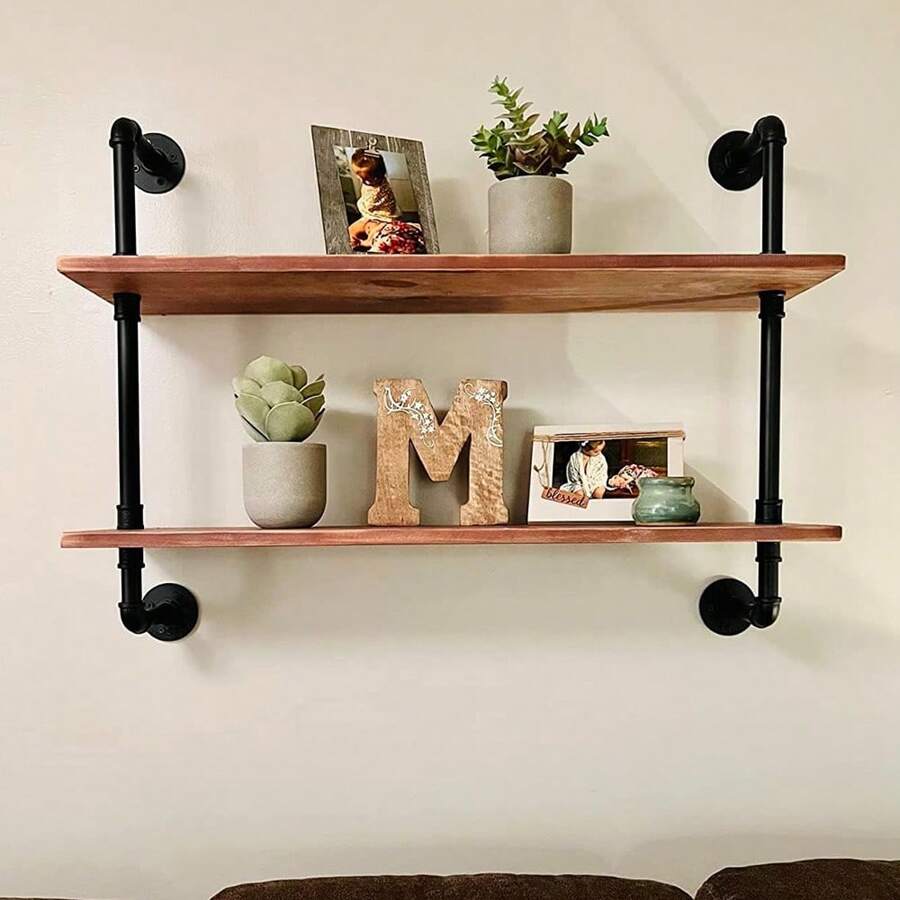 Bathroom Shelves Over Toilet Industrial Pipe Shelving with Wood 24 Inch ...