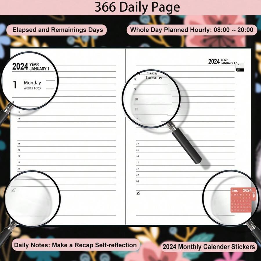 Diary 2024 A5 Page a Day, Day Per Page Diary 2024 From January 2024 to ...