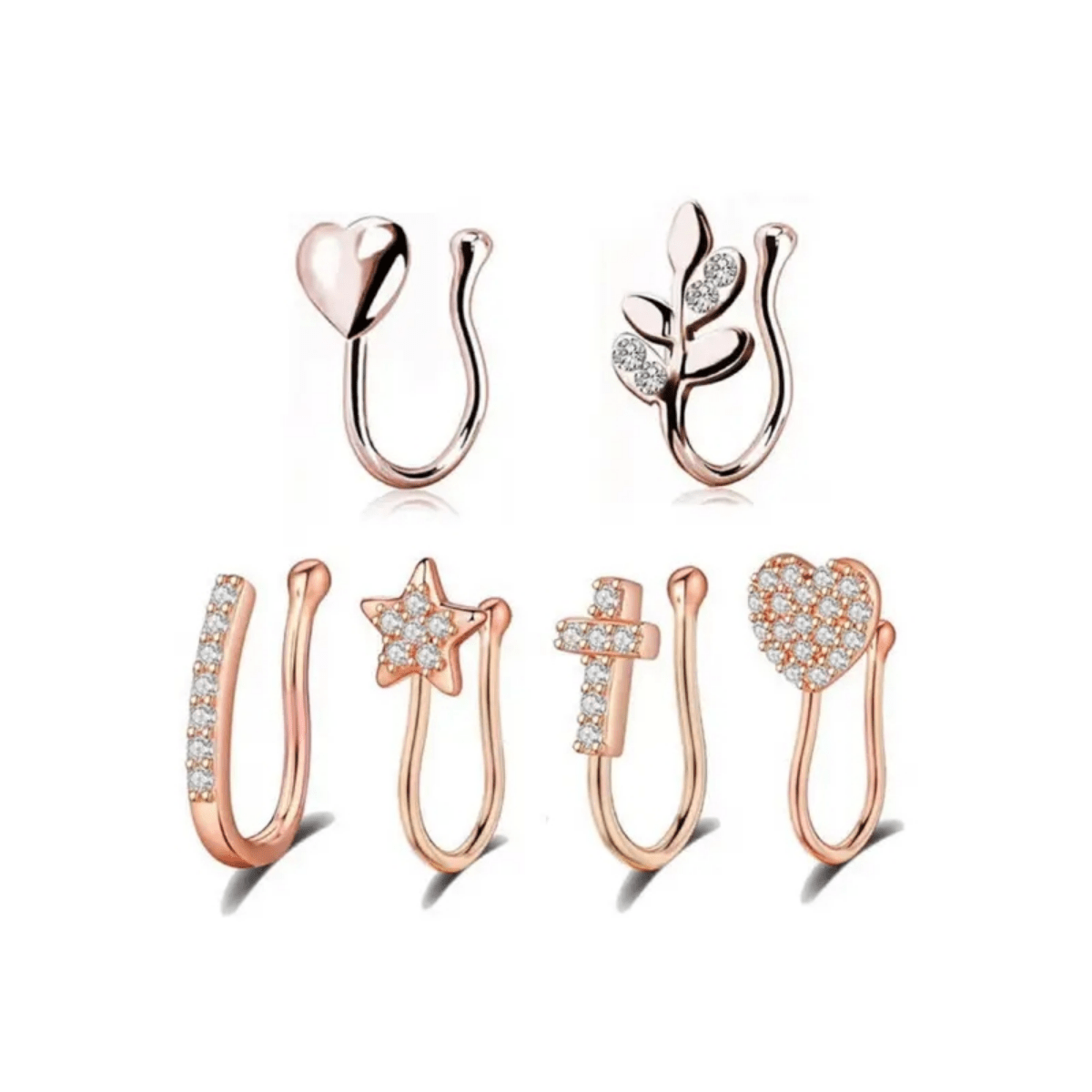 6pcs Nose Septum Rings With Artificial Heart Cross Design For Both Men ...