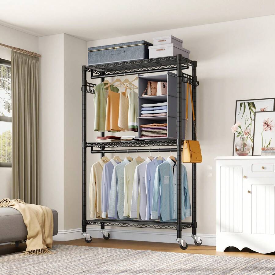 VIPEK V12E Garment Rack Heavy Duty Rolling Clothes Rack With 3 Tiers ...