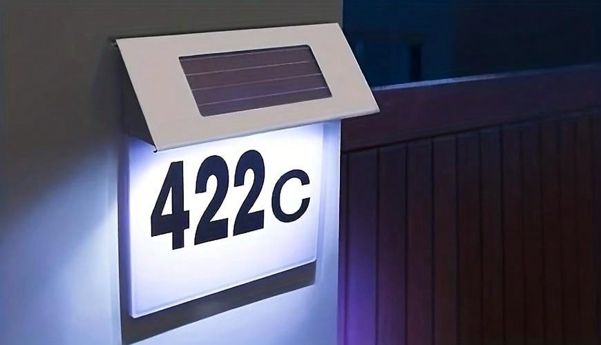 1pc Solar Address House Number Label Decoration, 4LED Plaque Solar ...