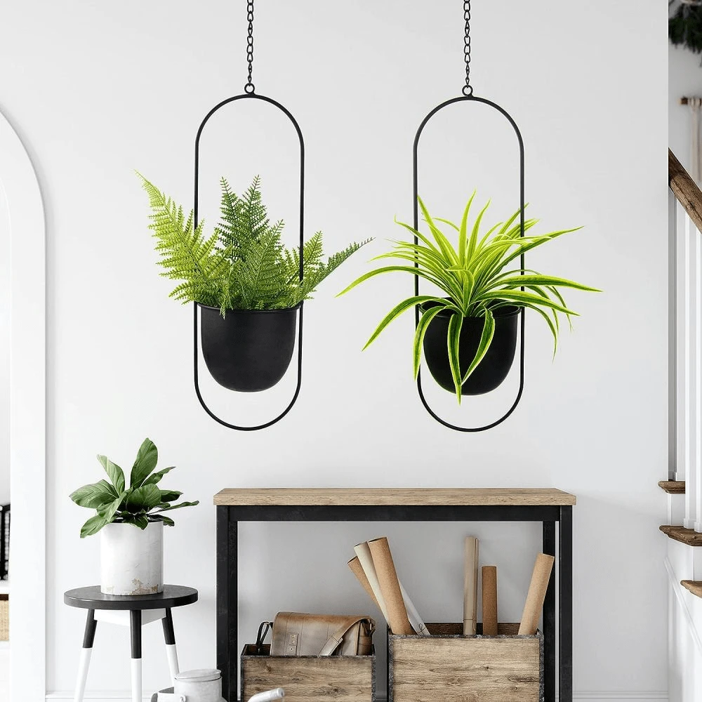 1 Set Oval Shaped Metal Hanging Planter, Wall And Ceiling Hanging ...