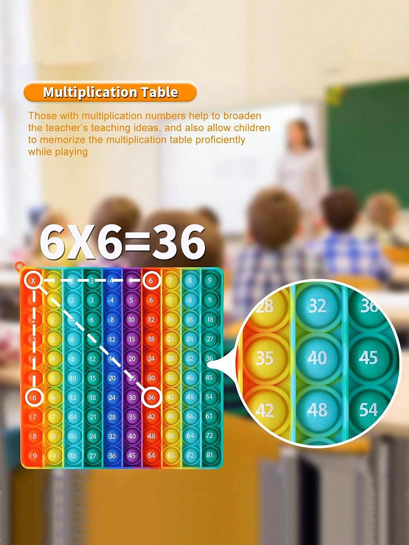 12x12 Times Table Toy Game Table, Rainbow Bubble & Number Stress Relief ...
