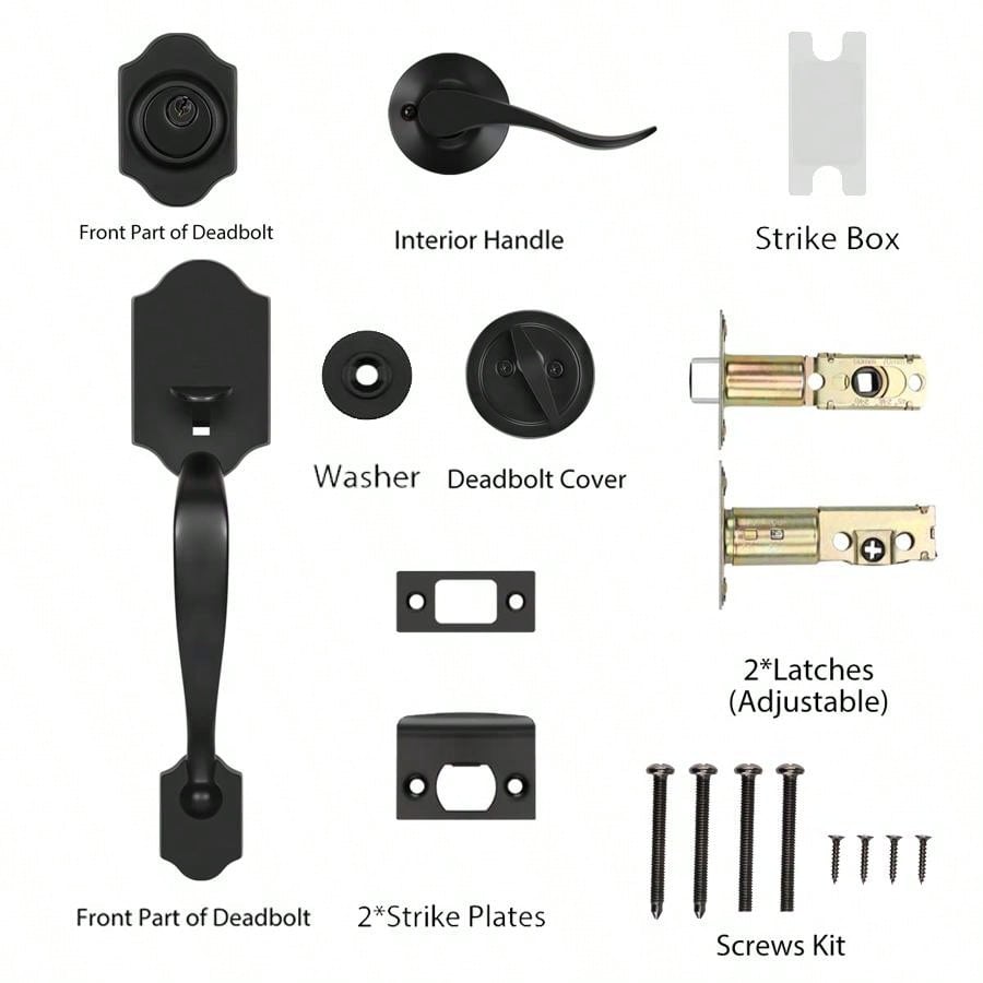 Front Door Handle Set & Heavy Duty Double Door Lock Set, Matte Black ... Front Door Handle Set & Heavy Duty Double Door Lock Set, Matte Black ...