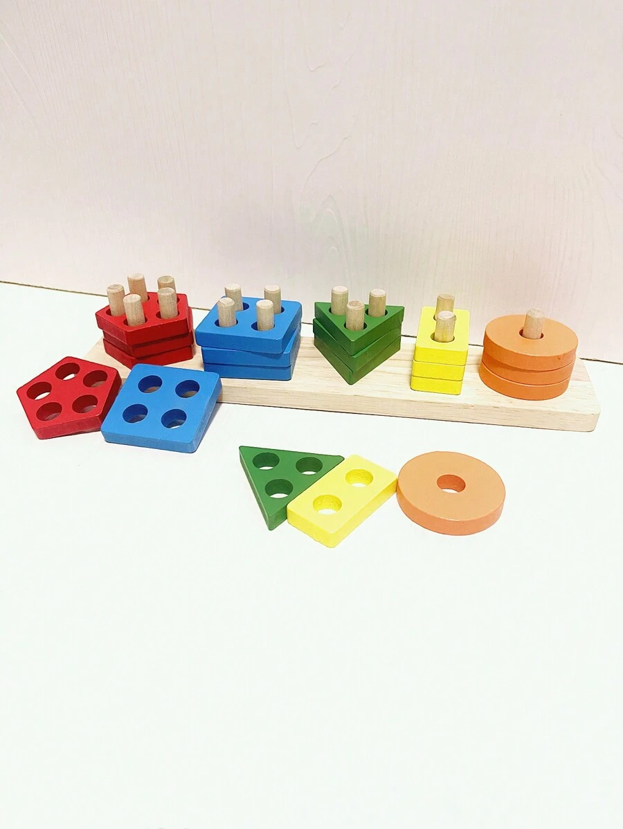 Babies Montessori geometric shape sets column, shape matching blocks ...