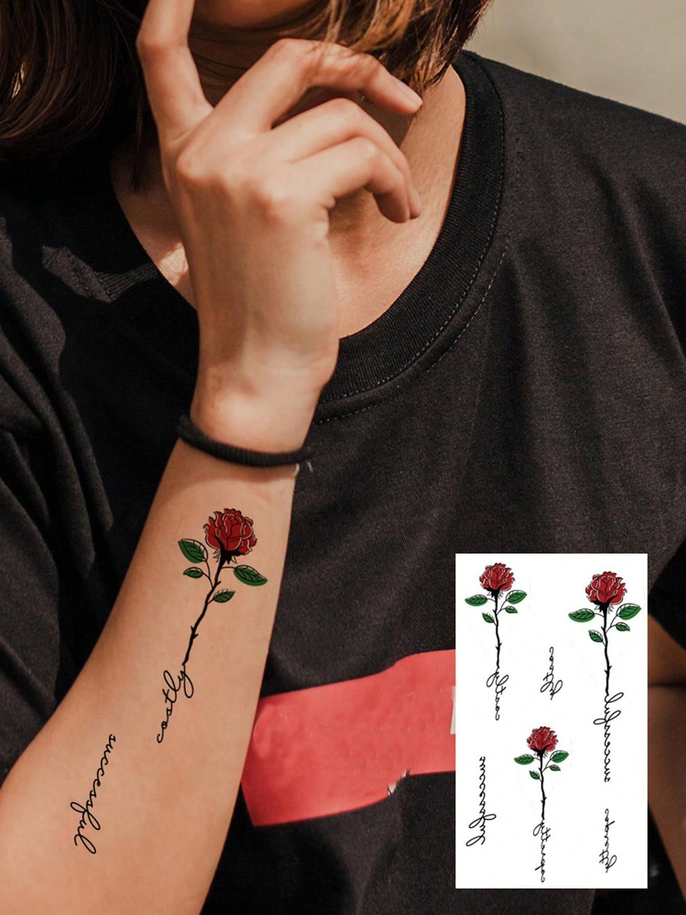 1 Sheet Flower Design Tattoo Sticker for Hand, Waterproof Temporary ...