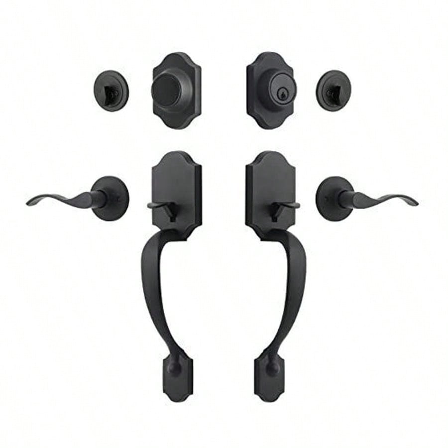 Front Door Handle Set & Heavy Duty Double Door Lock Set, Matte Black ... Front Door Handle Set & Heavy Duty Double Door Lock Set, Matte Black ...